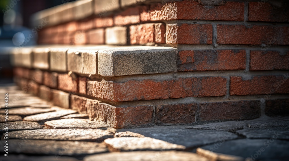 Close-up shot of a building foundation with intricate details and ...