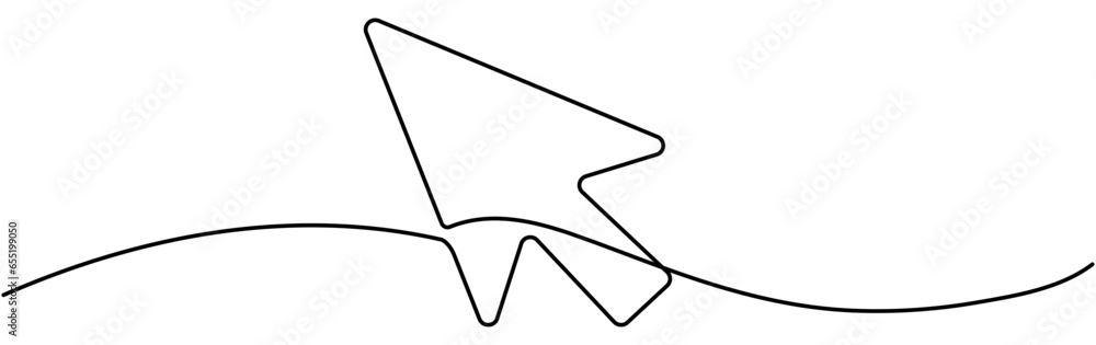 Mouse cursor continuous line drawn. Arrow pointer linear symbol. Vector ...