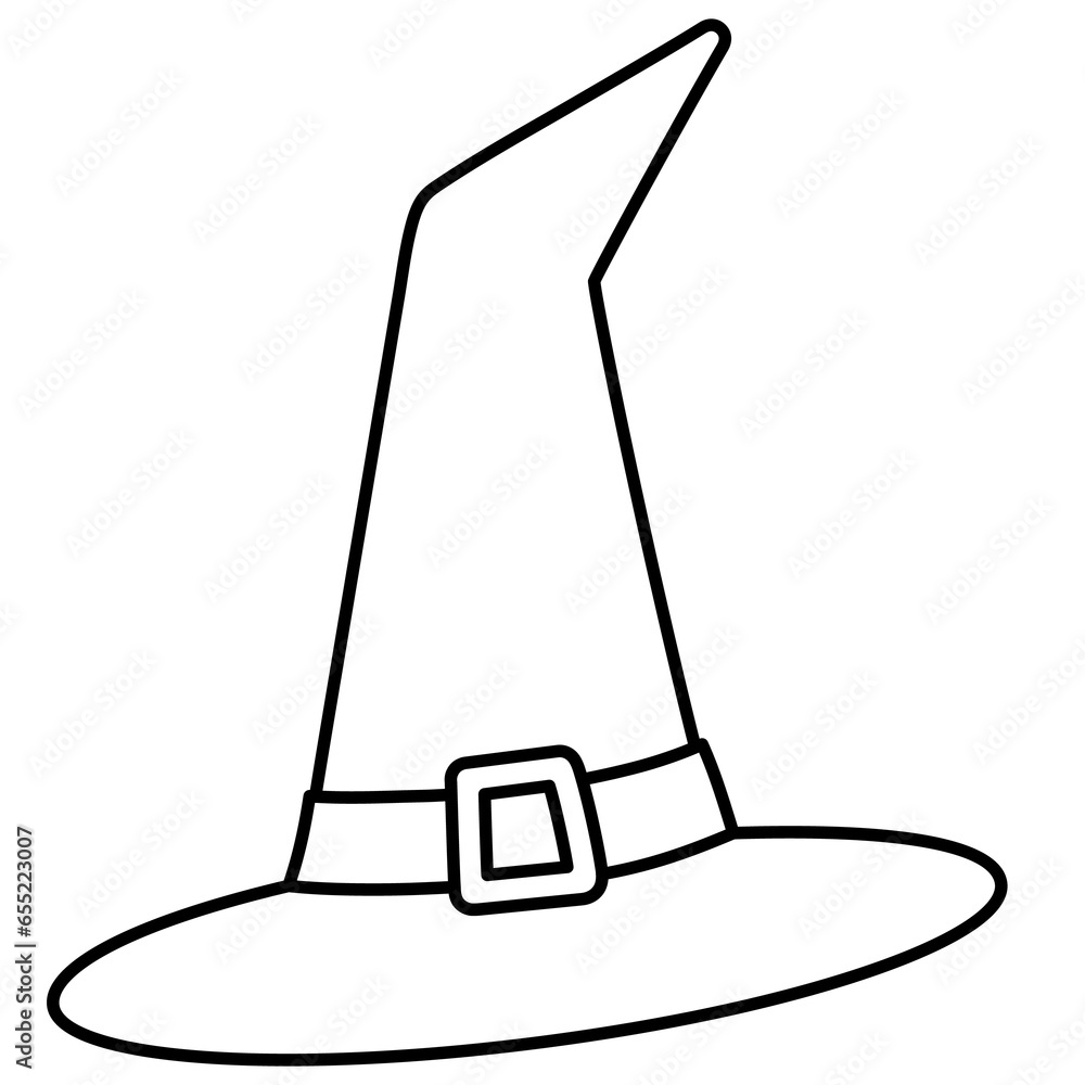 Witch hat outline drawing for Halloween decoration, kid and adult ...