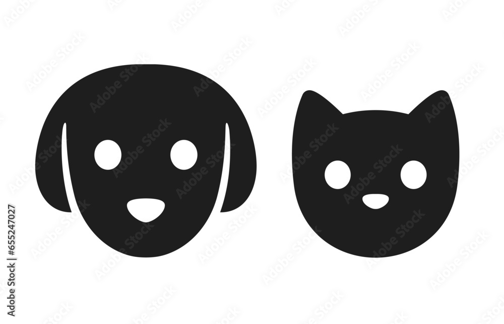 Cat and dog head silhouette icon Stock Vector | Adobe Stock