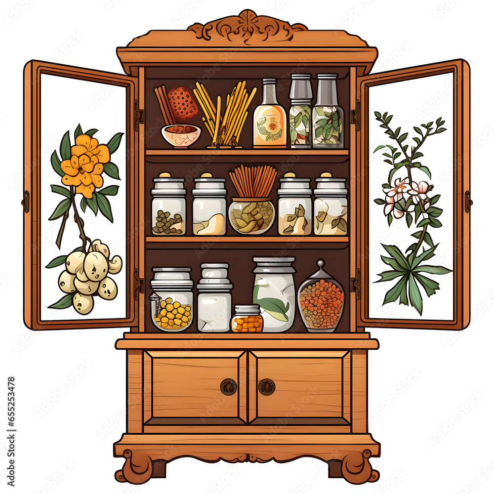 cartoon clipart of Chinese medicine cabinet, asian themed clipart ...