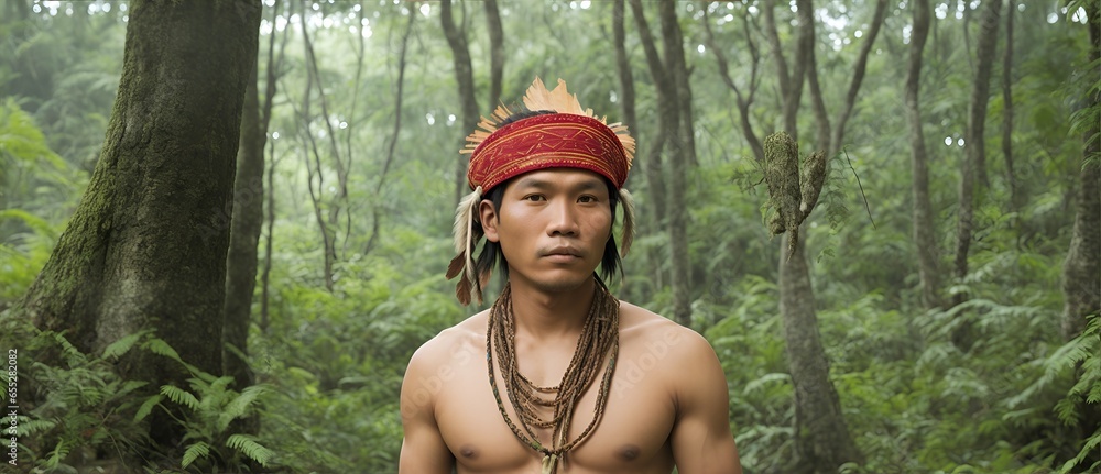 Native filipino man on forest background from Generative AI Stock ...