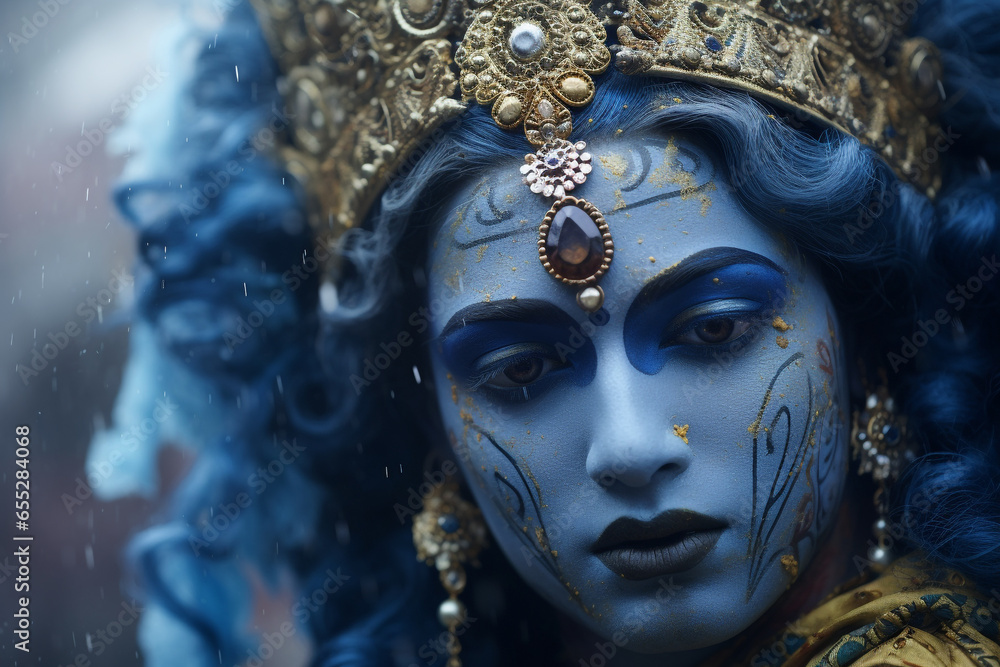 Culture and religious, states of mind concept. Lord Hindu god Krishna ...