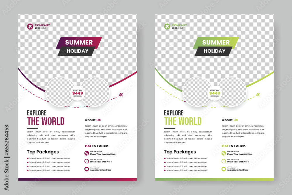 vector travel holiday flyer design and brochure cover page template and ...