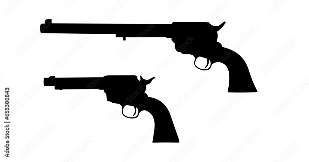 silhouette of six-shot revolver, colt - vector illustration Stock ...