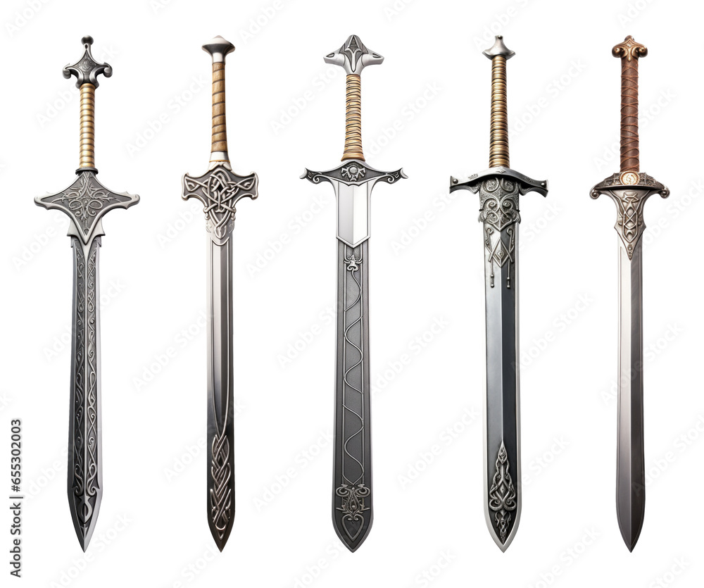 Knight Sword Set Isolated on Transparent Background Stock Illustration ...