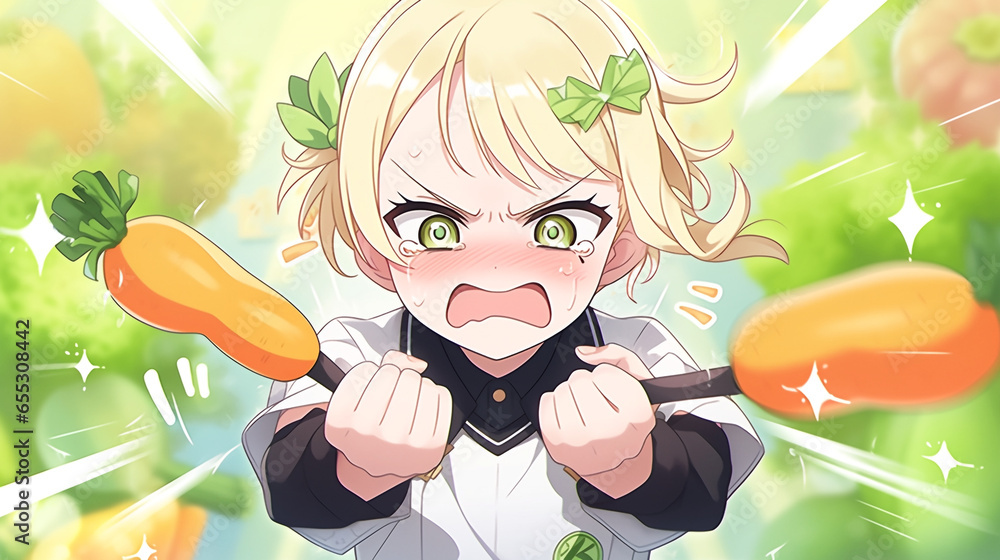 angry and embarrassed cute girl anime action pose, generative ai ...