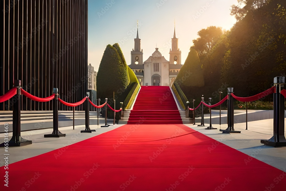 red carpet on the road,Red carpet rolling out in front of glamorous ...
