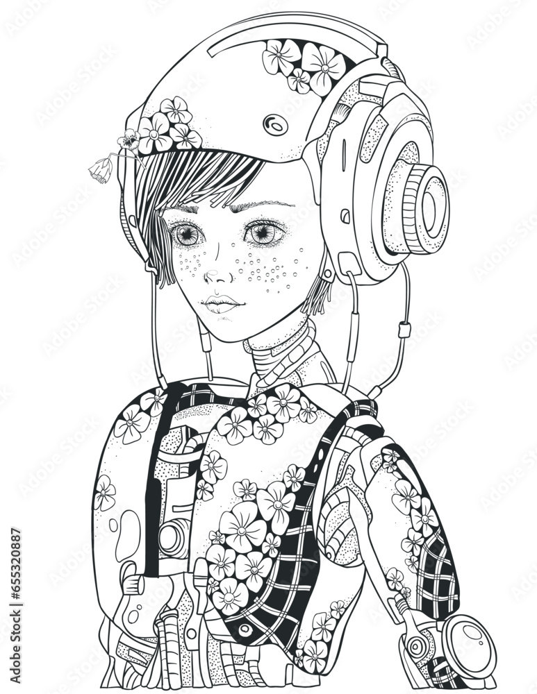 A teenage Cute Girl in a Robot costume isolated on white background ...