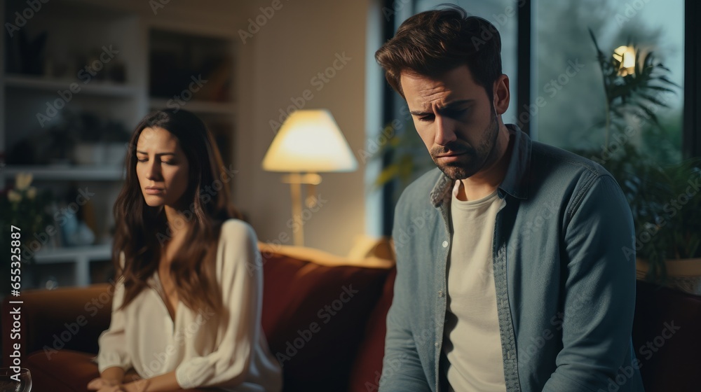 Sad depressed wife feeling upset after fight with husband, disappointed ...