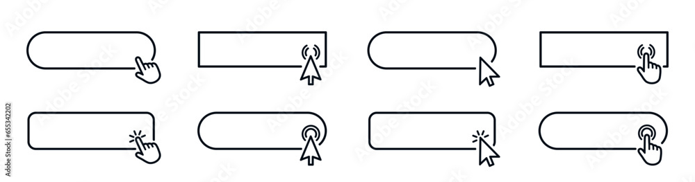 Click cursor set button with hand pointer and arrow clicking. Click ...