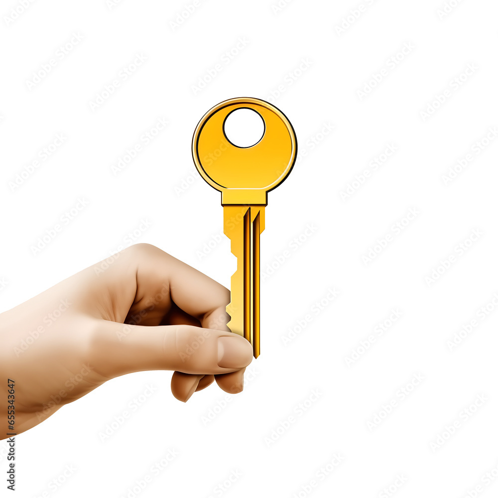 minimalistic icon of Hand holding a key (for solutions), business ...