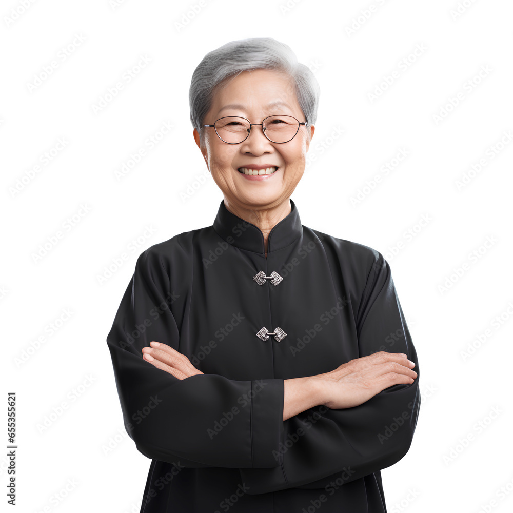 Chinese elderly woman smiling happily on transparent background PNG ...
