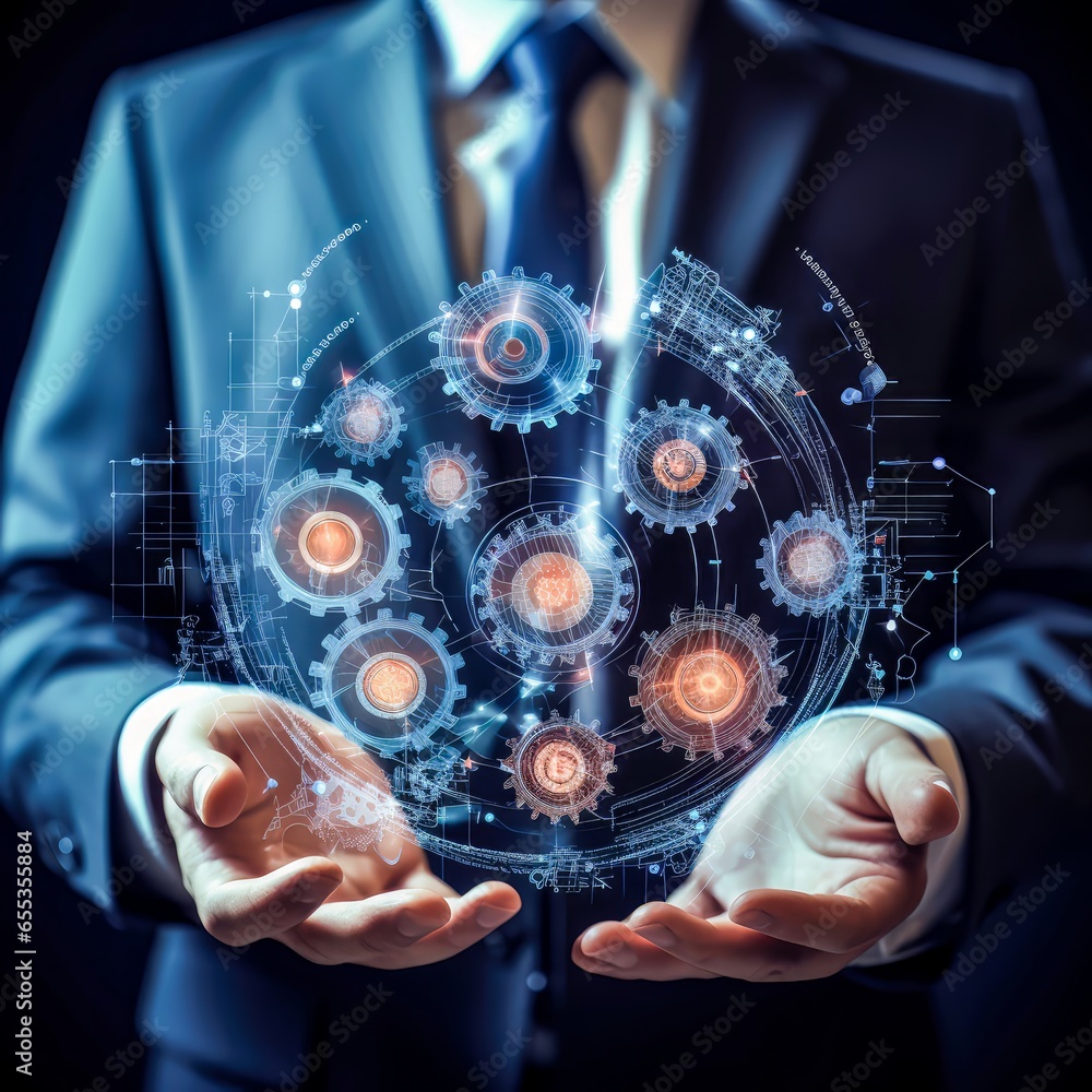 Businessman Enabling New IoT Technologies to Connect the World and ...