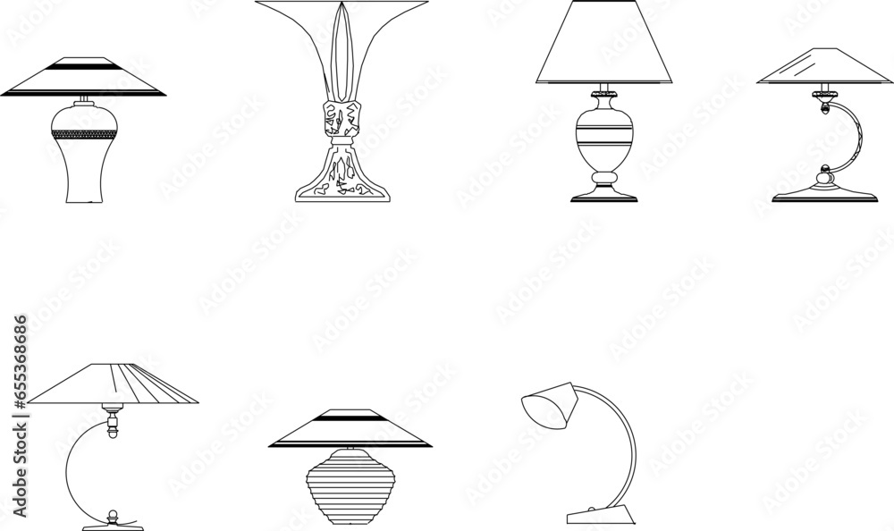 Vector sketch illustration of table lamp design for home interior Stock ...