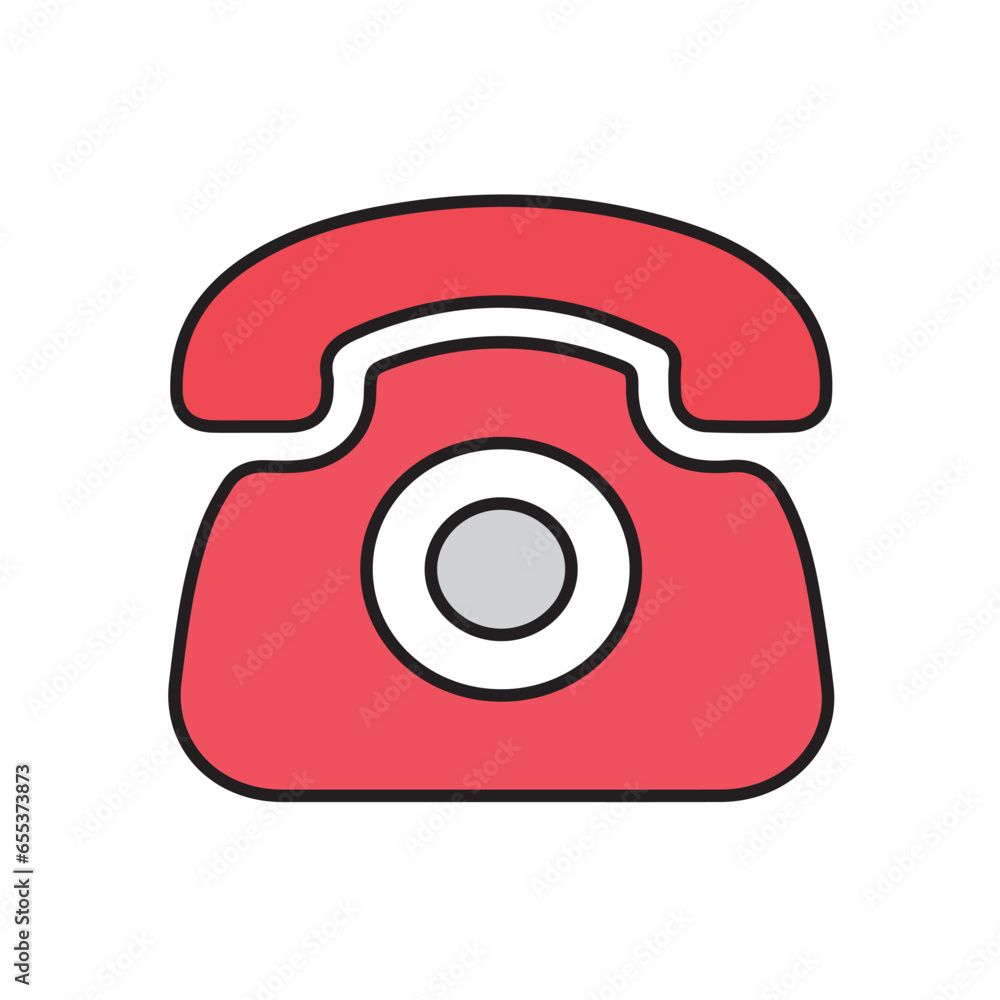 red phone icon. red phone icon on white isolated background in ...