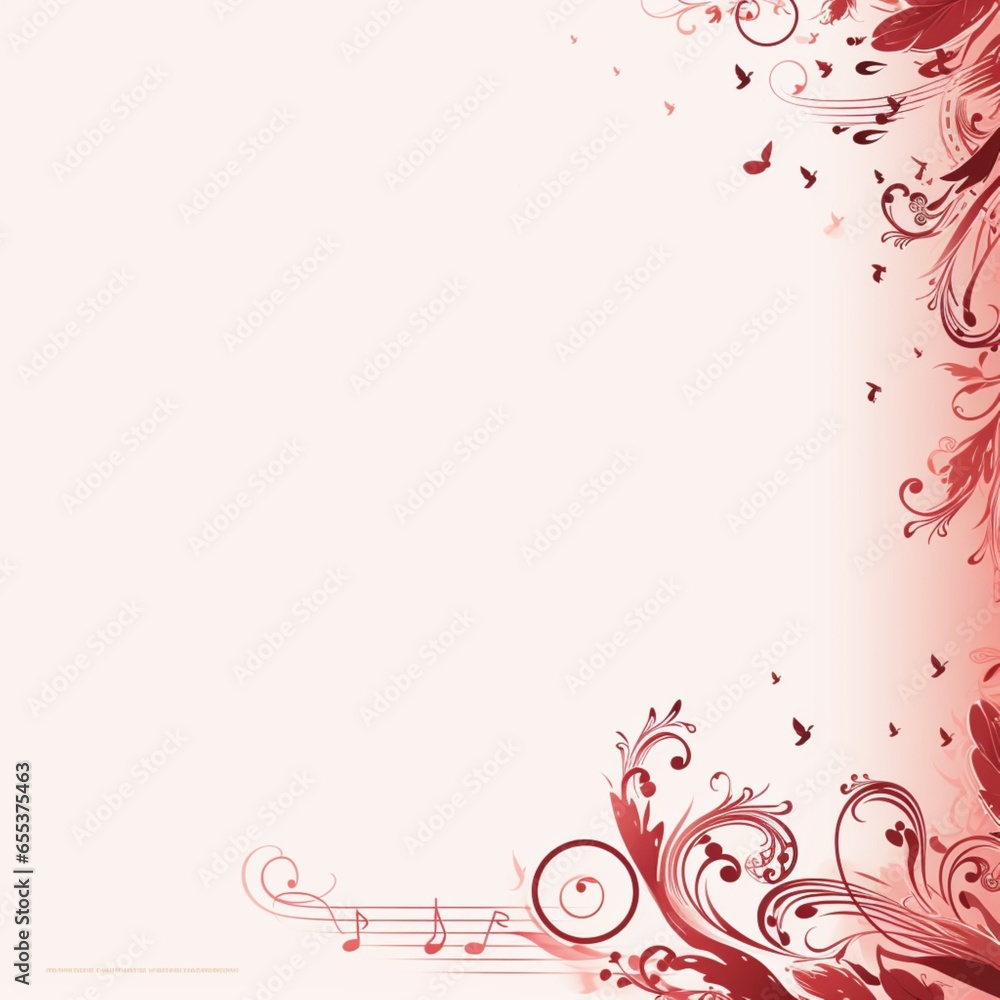 Border template with musicnotes red background picture AI generated art ...