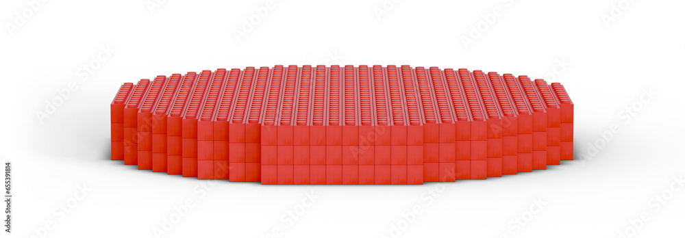 Lego Plastic brick red round podium, modern pedestal and platform ...