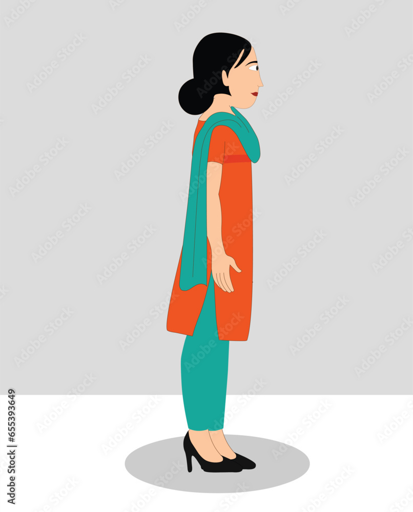 Indian girl side view cartoon character design for moral stories Stock ...