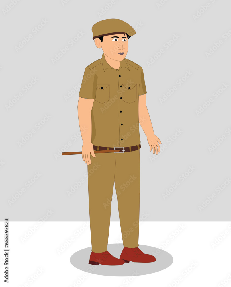 Indian hawaldar three quarter cartoon character design for moral ...