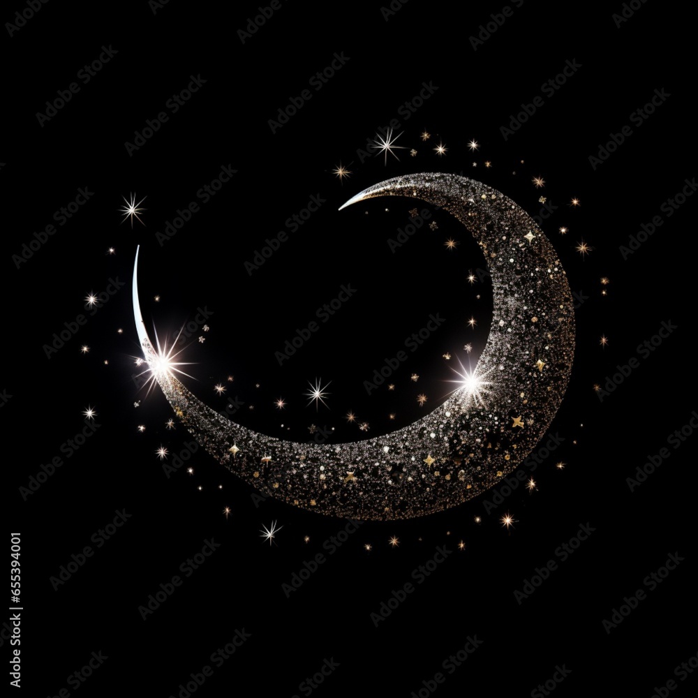 Half moon stars space black background stock photos AI generated art ...