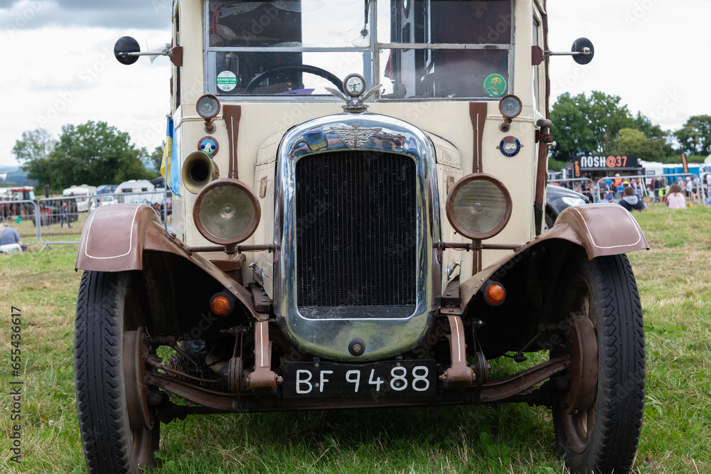 Front view of an Austin van from 1927 that has been converted in a ...