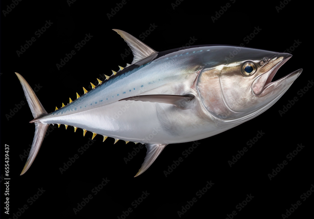 Albacore tuna fish isolated on black background. Concept generated AI ...