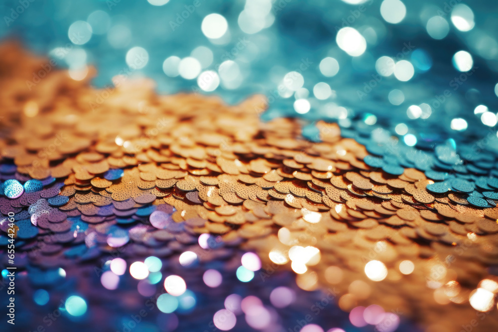 Original festive background image of sparkling sequins. Fabric texture ...