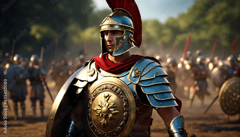 Roman male legionary (legionaries) wear helmet with crest, gladius ...