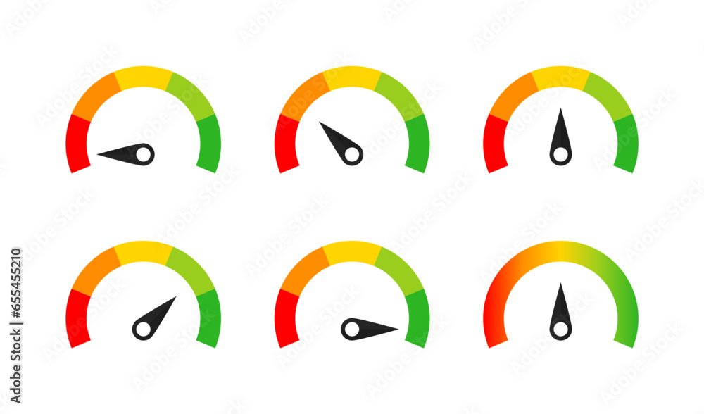 Vecteur Stock Dashboard speedometer icons set. Tachometer icon ...