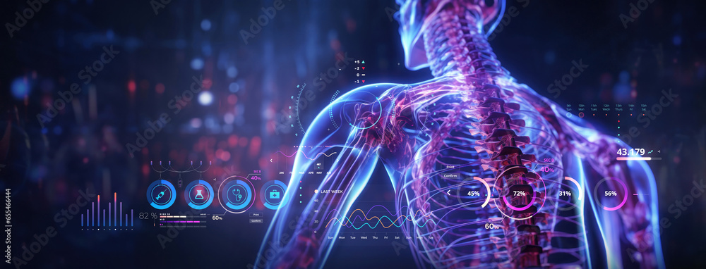 futuristic medical research of back spine back, spine, herniated disk ...