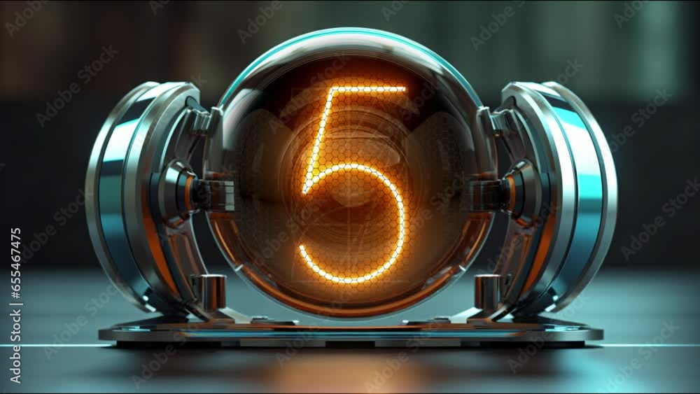 Countdown 10 seconds. Nixie tube indicator countdown. Gas discharge ...