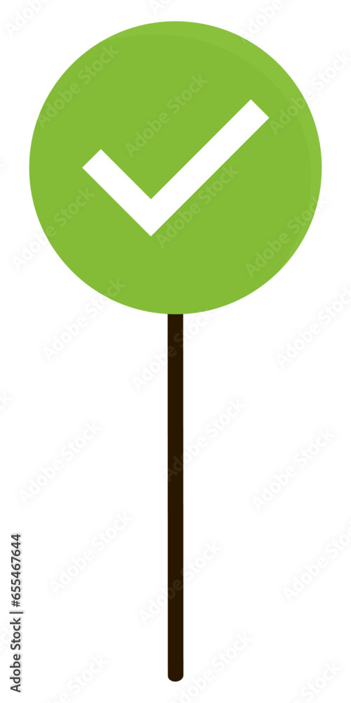 Good icon, a green sign with a check mark, symbolizing do, good ...