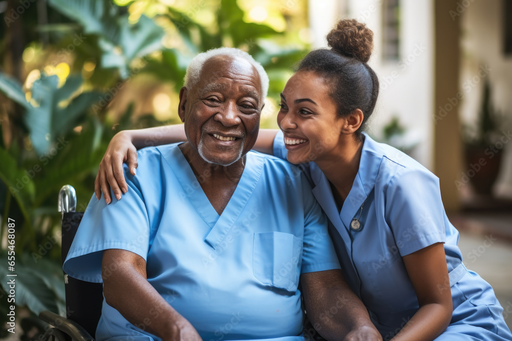 Nurse and elderly woman sharing genuine smile. Connection and ...