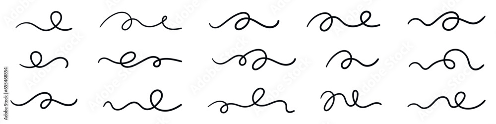 Hand drawn swoosh and underline elements curly and squiggly ...
