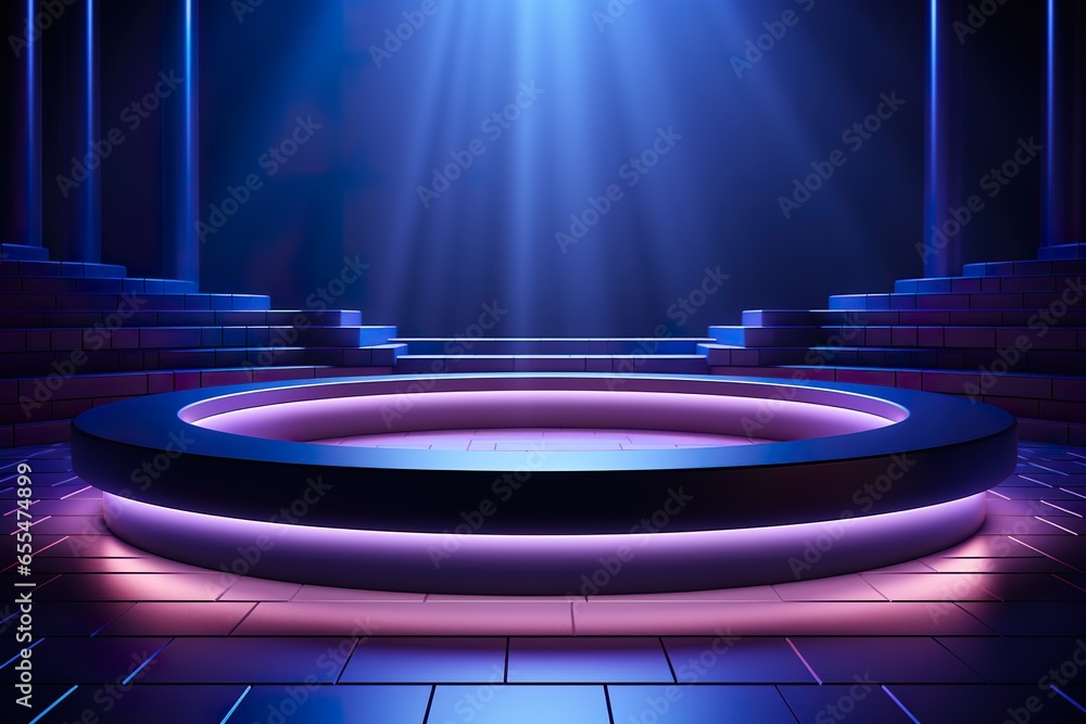 3D podium on stage background, geometric shape for product display ...