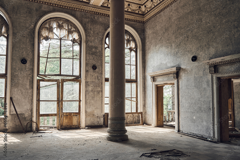 Abandoned soviet spa resort (sanatorium) Shakhter (Miner), in Tskaltubo ...