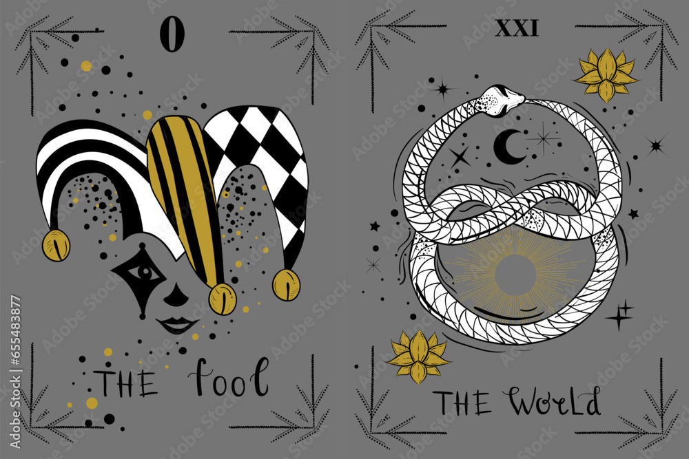 Tarot cards. Gypsy card, witches symbol for lovers mystical ritual ...