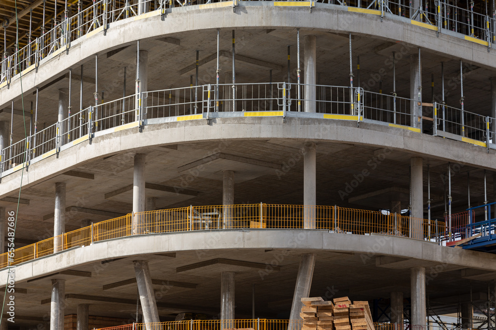 Estate concept, new Floor Architecture columns on Construction site ...