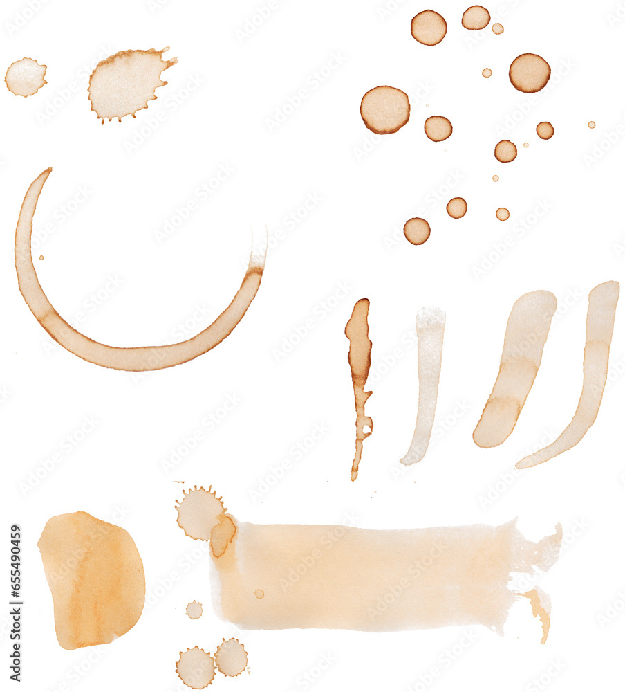 Set of coffee stains, rings, drips, spills, smears and marks isolated ...