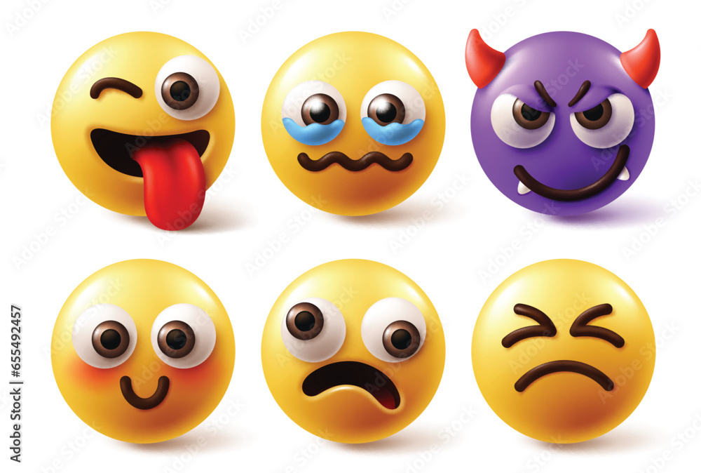 Vettoriale Stock Emojis characters set vector. Emoji emoticon character ...