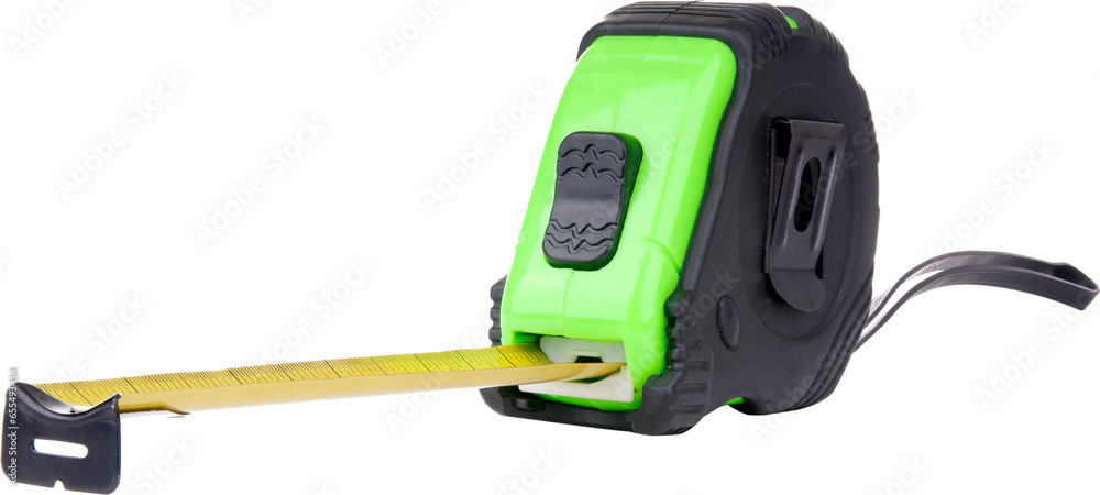 Green tape measure with tape extended isolated Stock Photo | Adobe Stock