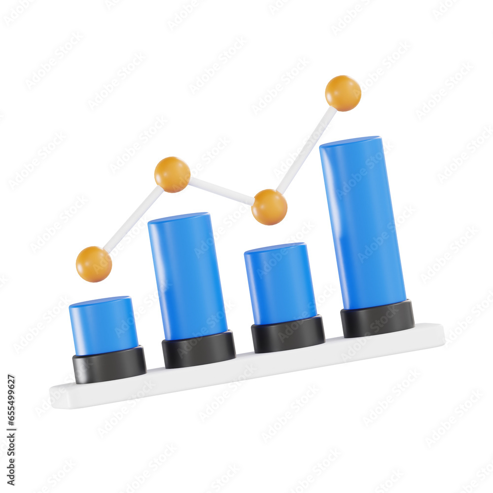 analytics growth 3d. High quality render. Data analysis 3d render set ...