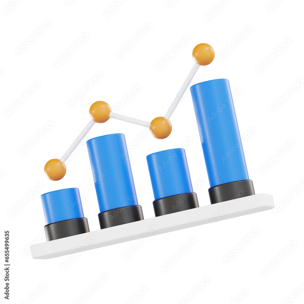 analytics growth 3d. High quality render. Data analysis 3d render set ...