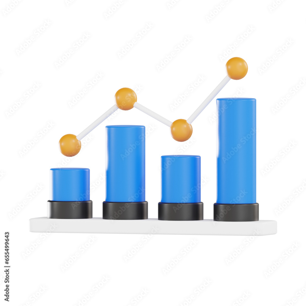 analytics growth 3d. High quality render. Data analysis 3d render set ...