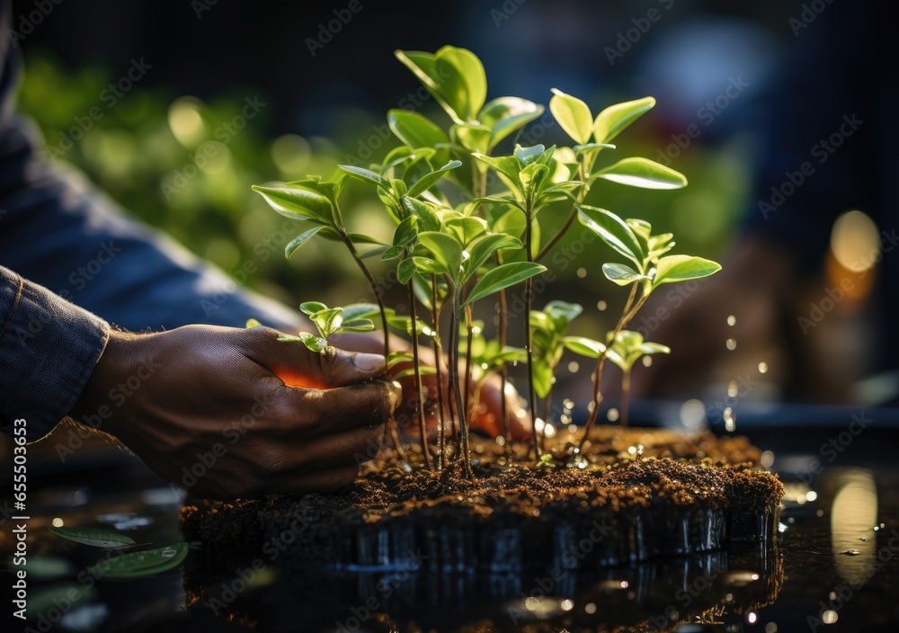 planting trees and watering them to help increase oxygen in the air and ...