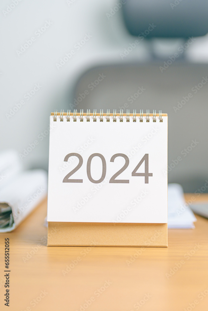 2024 Year Calendar on table background. countdown, Happy New Year ...