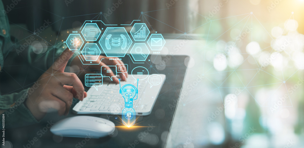 Business using technology for digital chatbot, GPT chats, Ai robot ...