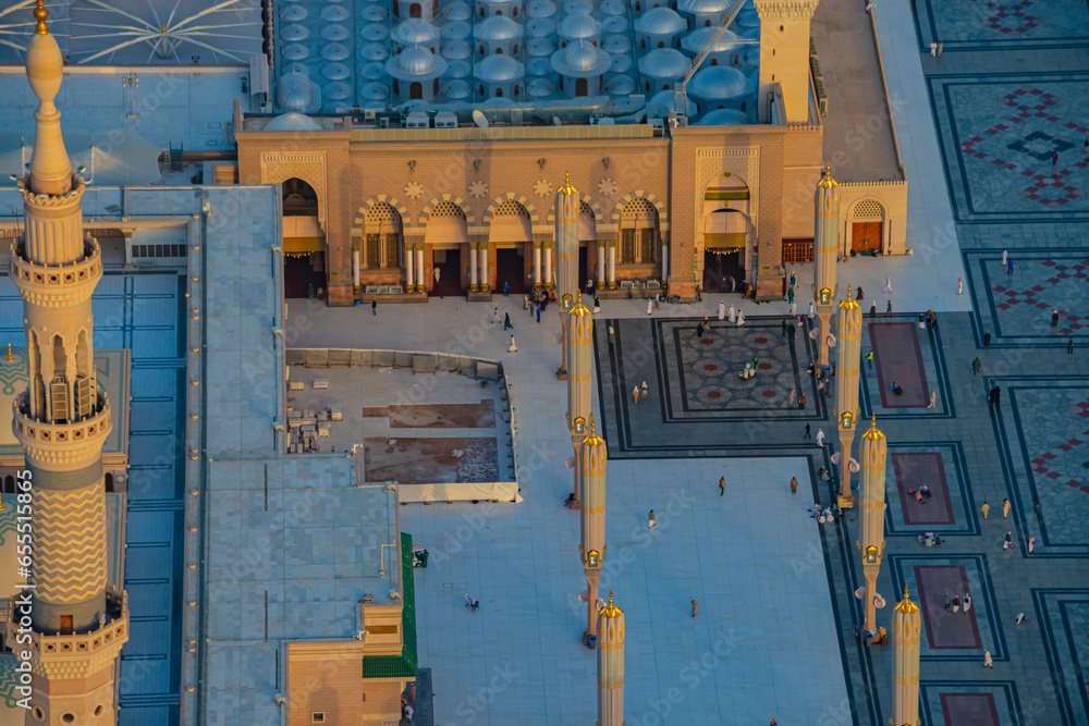 The Nabawi Mosque by As-Salam Gate in Medina, Saudi Arabia .The Nabawi ...