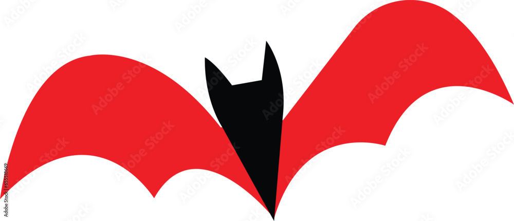 Bat horror icon. Sticker with red mouse for Halloween decorations ...